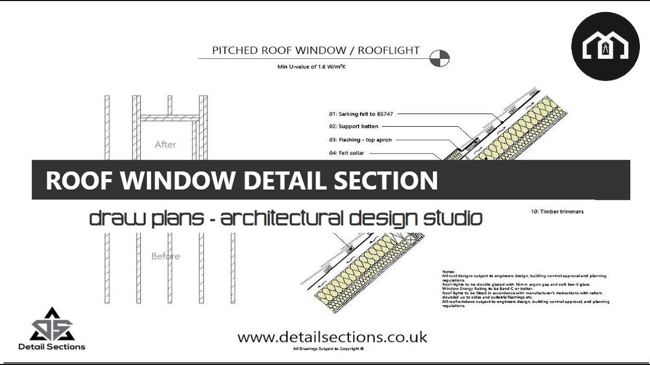 How To Draw Detail Sections | Rooflight Section | AutoCAD + TurboCAD ...