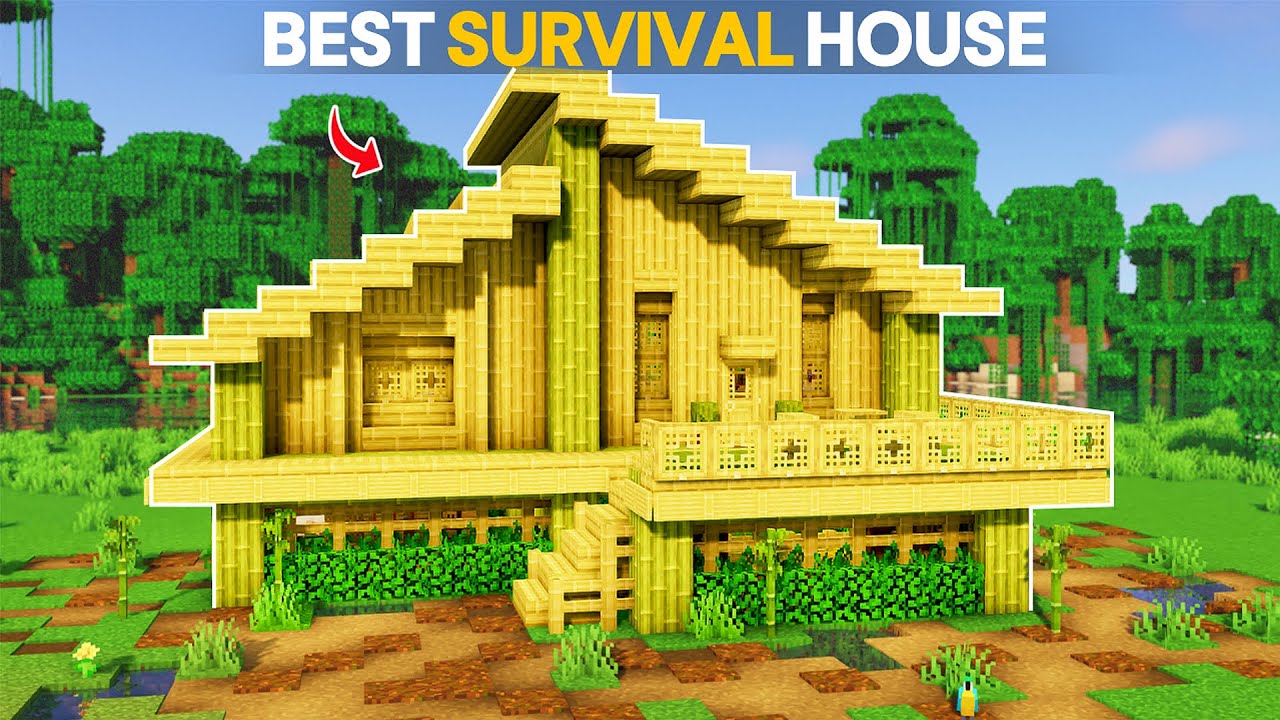 How to Build An Easy Survival Bamboo House In Minecraft - Tutorial🏡 ...