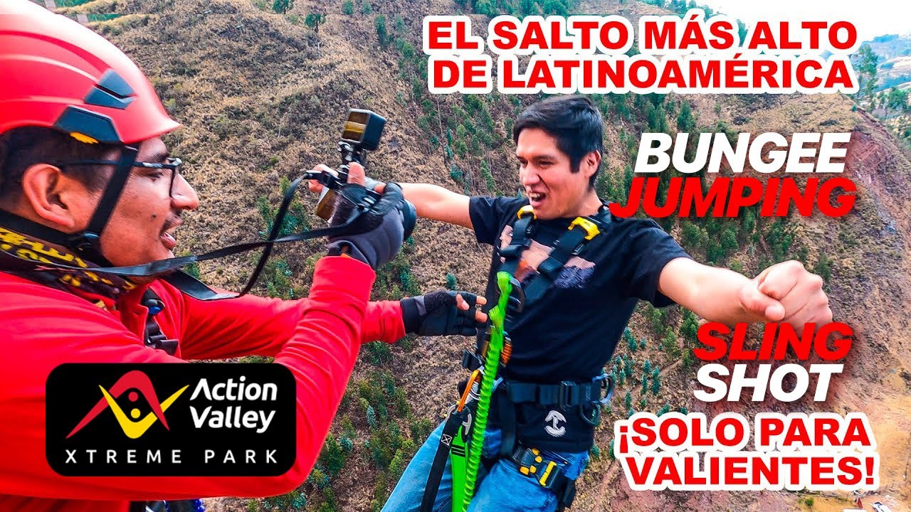 Bungee Jumping and Slingshot or superman in Action Valley - YouTube