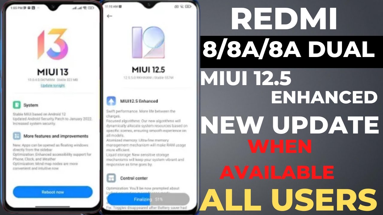 Redmi 8/8A/8A Dual Miui 12.5 Enhanced Update|New Features|File Size ...