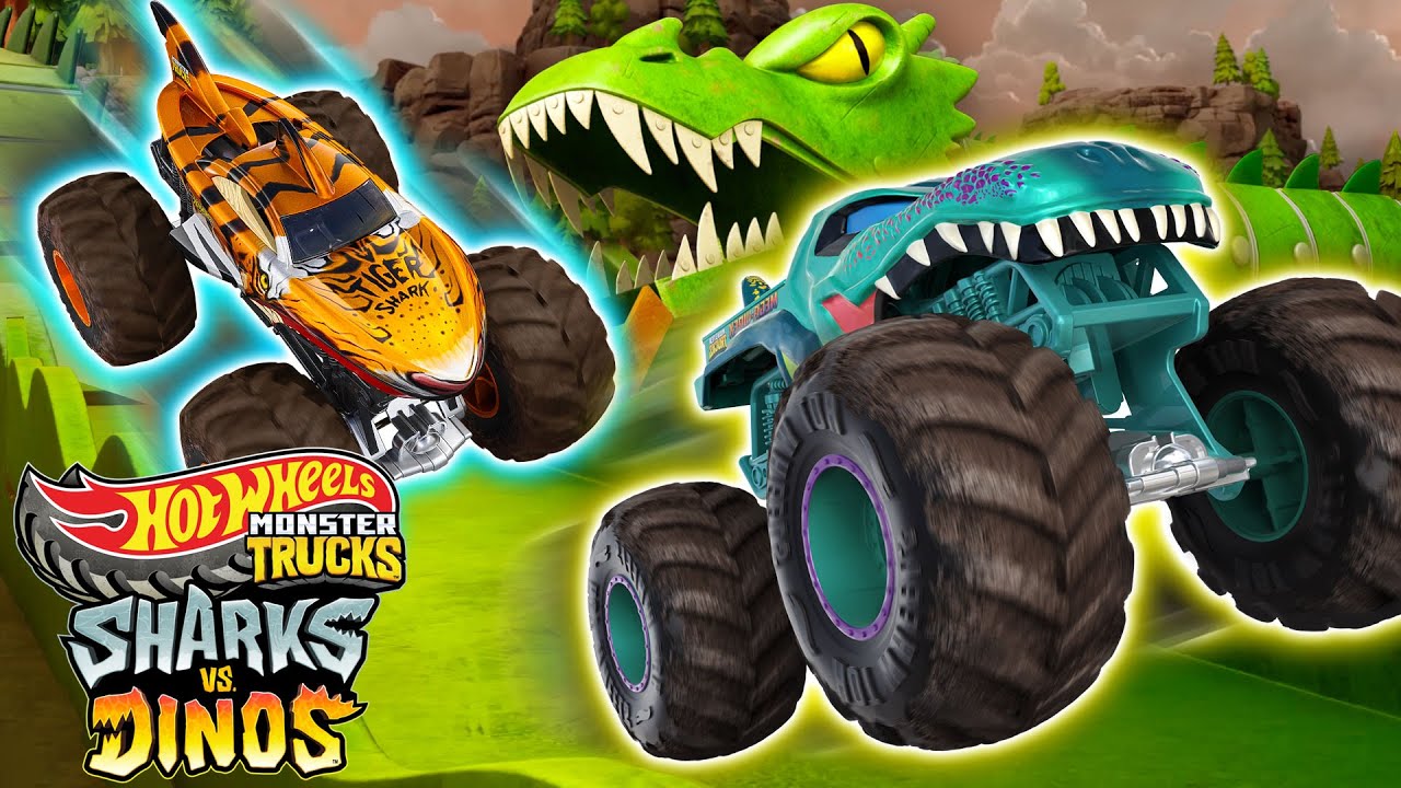 Tiger Shark and Mega Wrex Off-Roading Battle! | "Sharks vs. Dinos" Clip ...