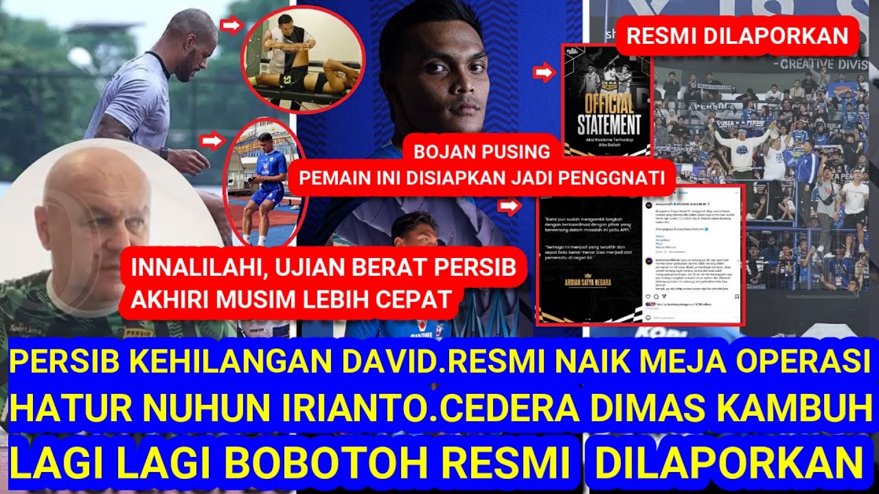 😱INALILAHI,Persib Kehilangan David.Resmi Naik Meja Operasi HaturNuhun ...