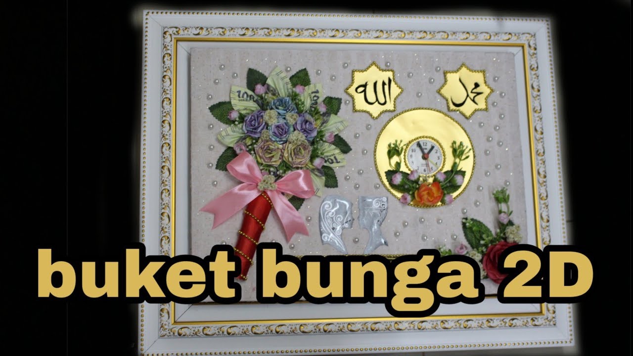 Cara membuat buket bunga 2D dari uang kertas | mahar uang kertas - YouTube