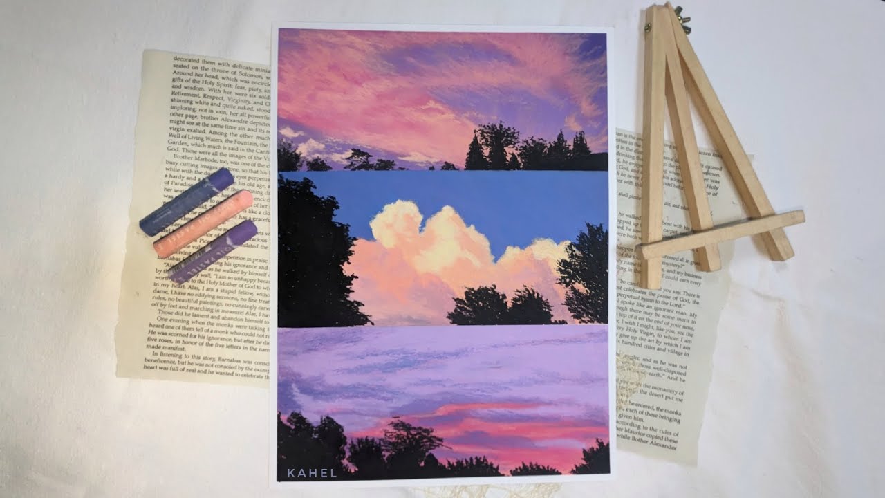 Oil Pastel Drawing-Pink Sunsets | How to draw using oil pastels - YouTube
