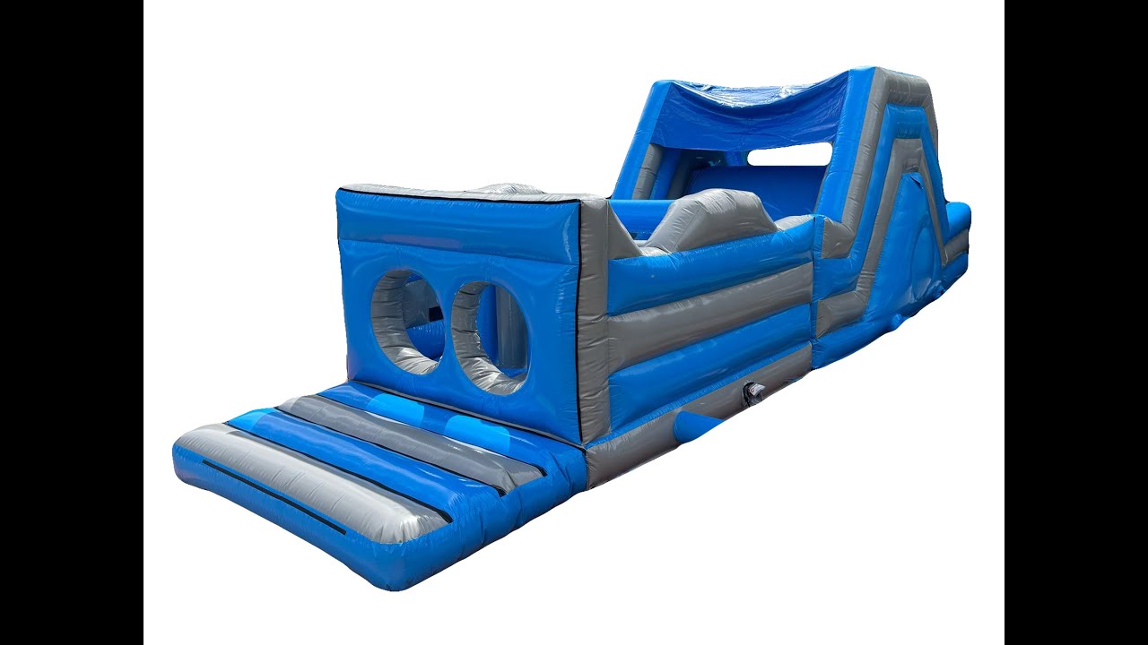 38x11ft 2-Part Obstacle Course Ice Blue & Grey Gloss - YouTube