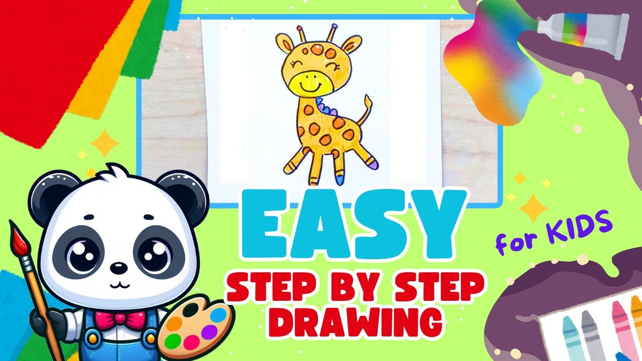 🎨EASY STEP BY STEP DRAWING FOR KIDS 🎨 EASY GIRAFFE DRAWING FOR KIDS ☀️ ...