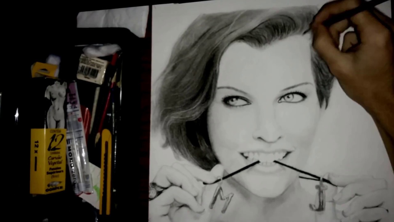 Drawing Milla Jovovich - YouTube