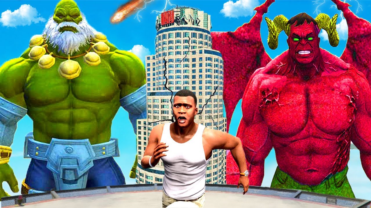 GRAND FATHER HULK Vs GOD RED HULK 😱 IN GTA5 | GTA5 AVENGERS - YouTube