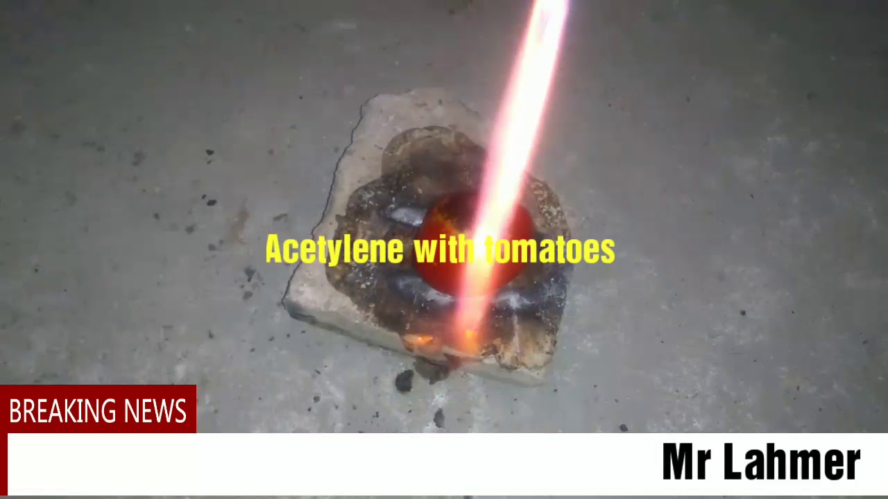 Really funny for watch Experiment Acetylene fire with tomatoes 🕵️🕵️ ...