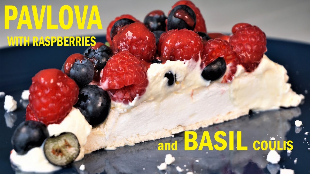 PAVLOVA with raspberries and basil coulis | How to make Desserts ft ...