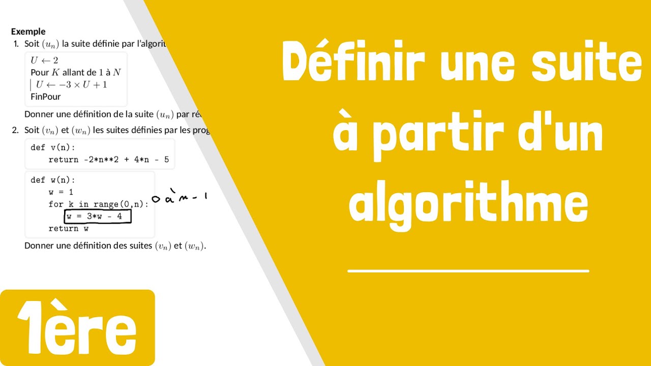Comment définir une suite à partir d'un algorithme ? - YouTube