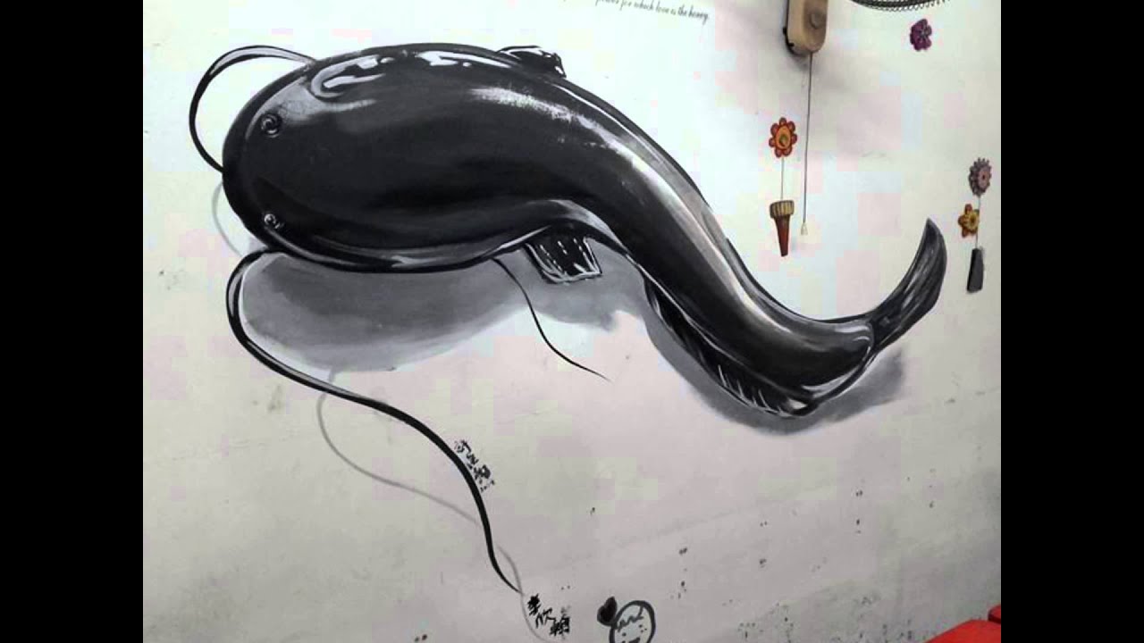 Mural 3D wall painting - Catfish -by Picabbo許漢柏-3D牆壁彩繪 土虱 - YouTube