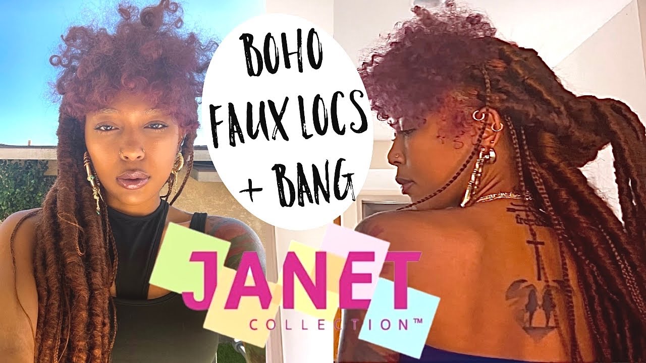 Natural Boho Faux Locs w/ Bang using JANET COLLECTION RIH CROCHET LOCS ...