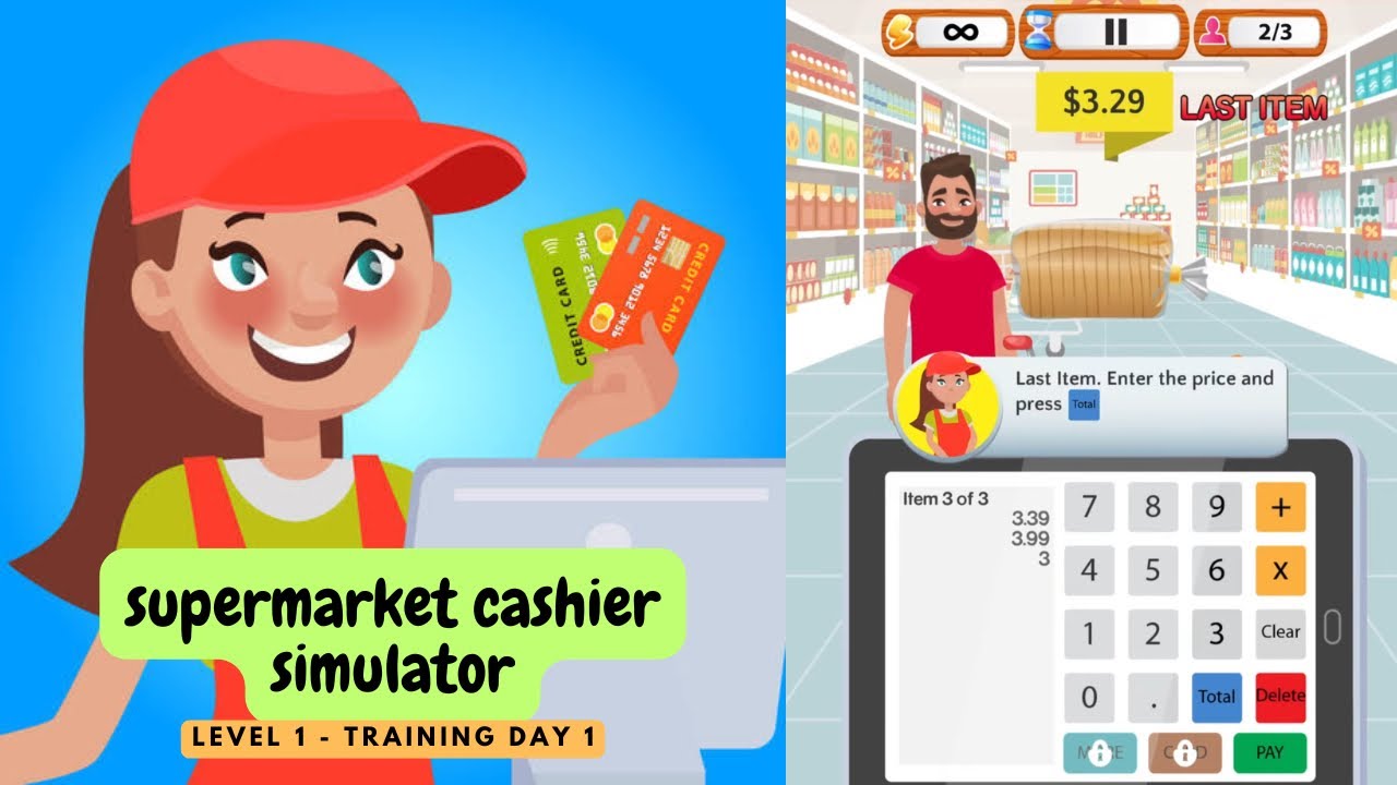 Supermarket Cashier Simulator | Level 1 Training Day 1 | #1 - YouTube