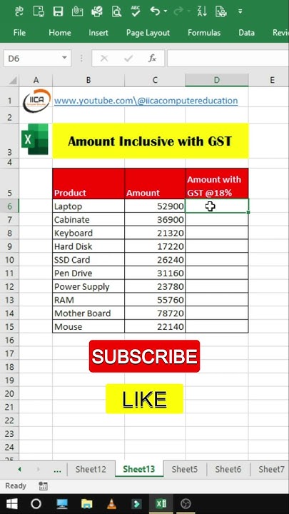 GST calculation in excel | How to calculate 18% GST in excel #shorts # ...