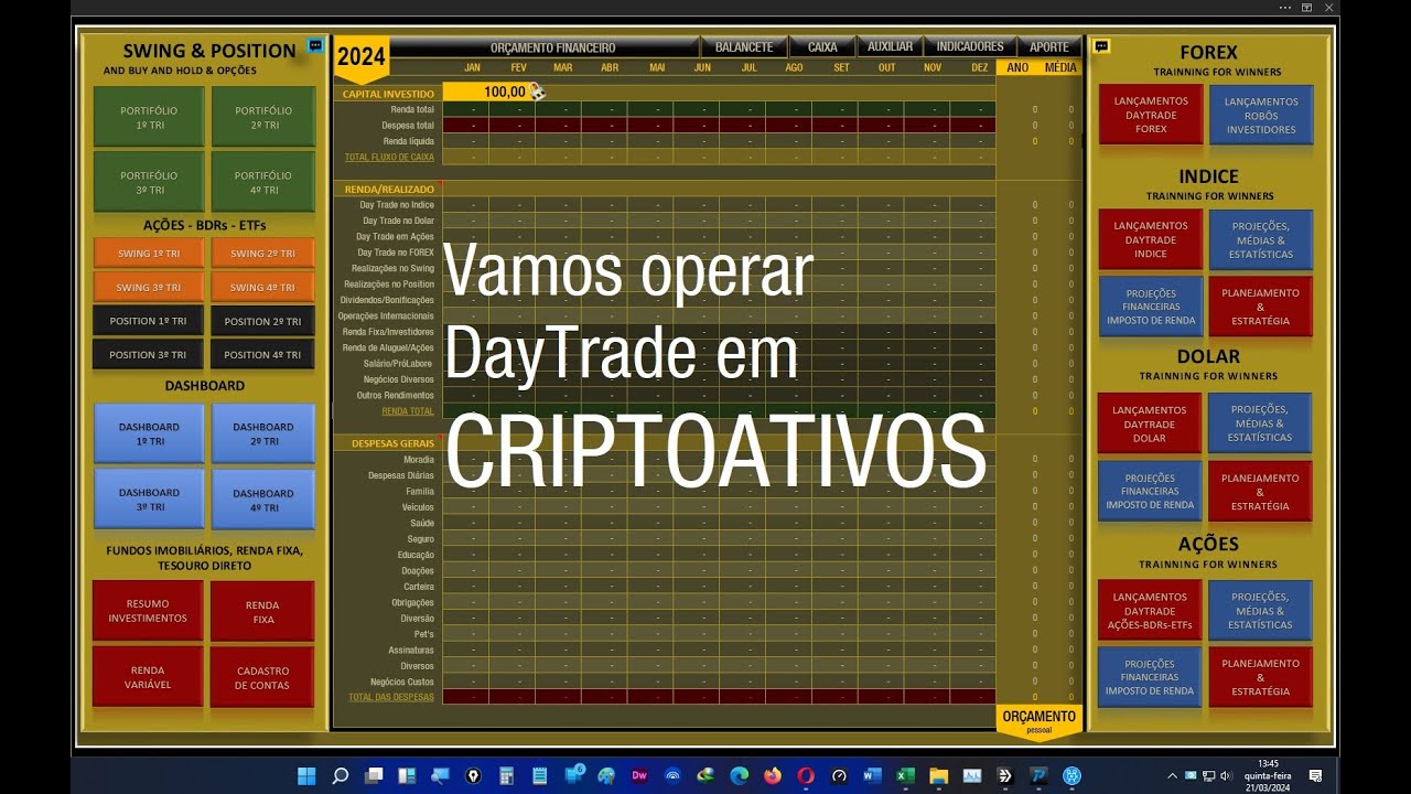 Operando Criptomoedas - PLANILHA DAY TRADE MODULO COMPLETO - YouTube