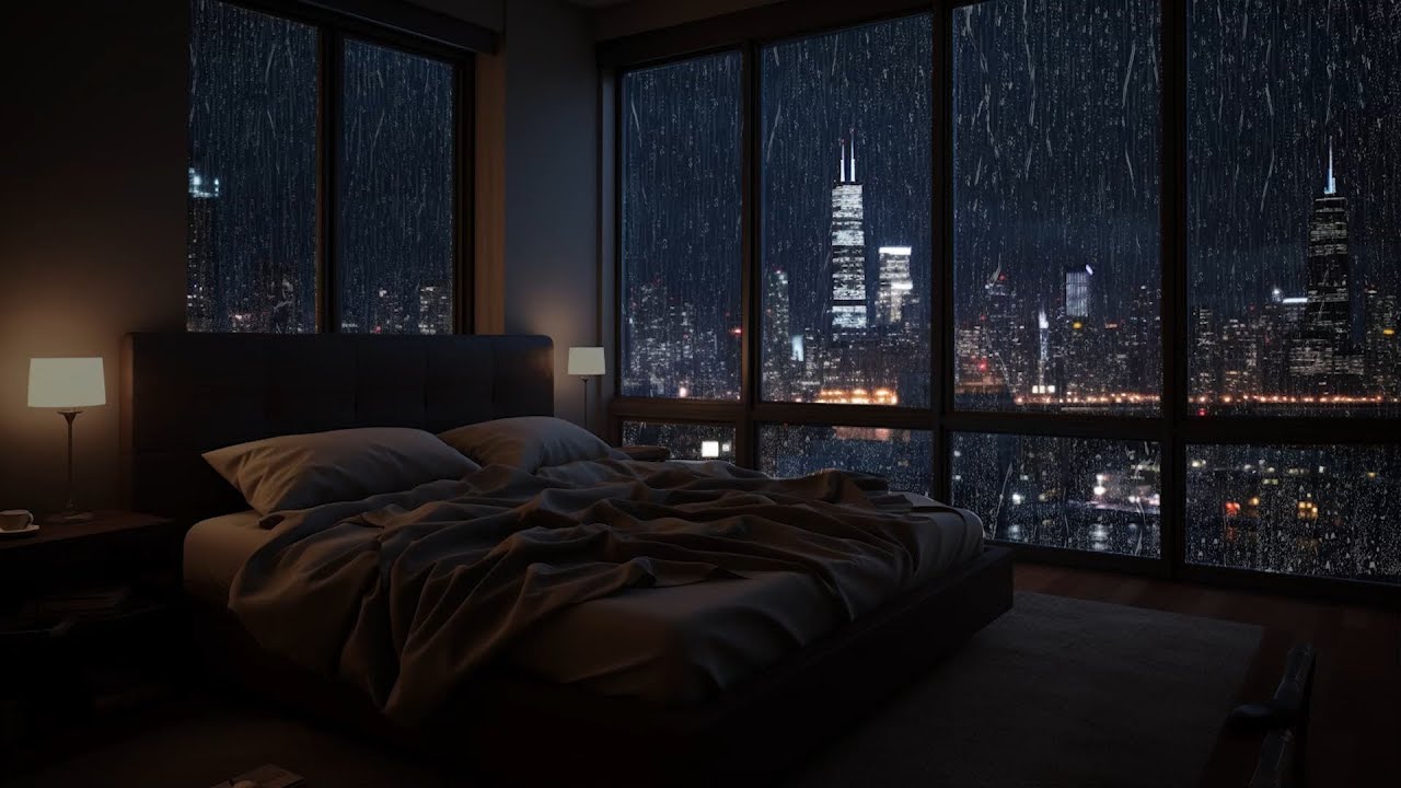 Soothing Rain Drift Night ⛈️ Cozy Bedroom & Stormy Night for Sleep ...