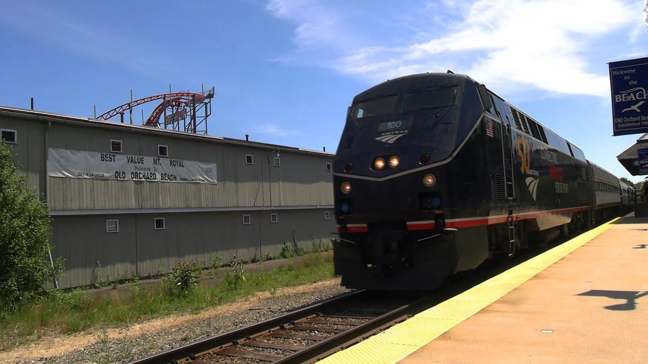 7/3/24 Amtrak DownEaster with Mid-Blue 100 at Old Orchard Beach ME # ...