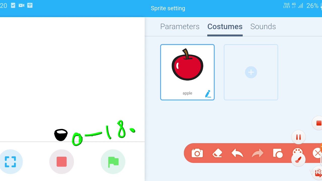 "Apple catcher game" using scratch language in mBlock app - YouTube
