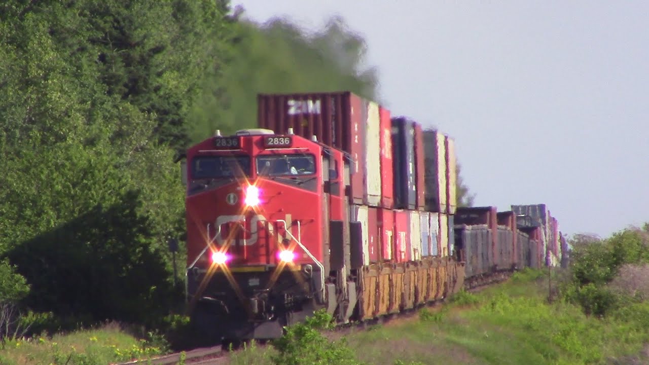 CN Stack Train 120 w/DPU at Brookfield, NS (July 12, 2016) - YouTube