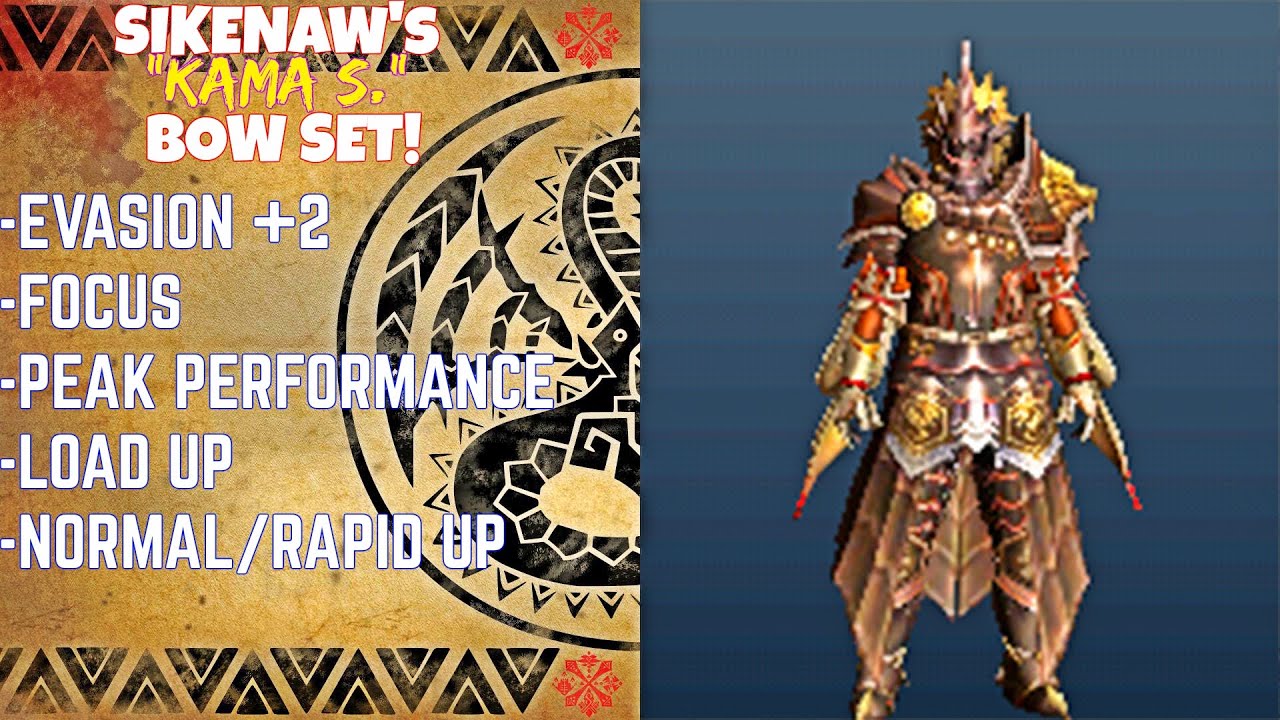 MH4U | Bow - Sikenaw's "Kama S" Set ♛ Zinogre (First time using Bow lol ...