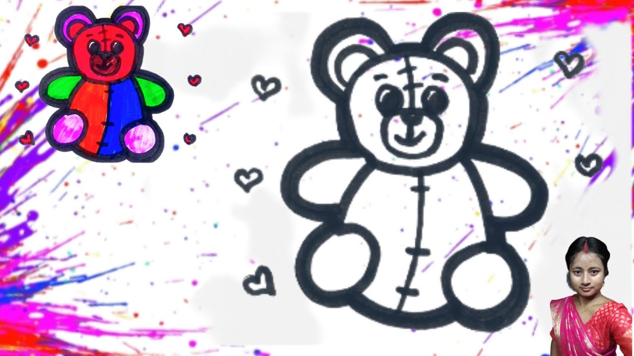 Cute Little Teddy Bear drawing,Painting & Coloring for kids| How to ...