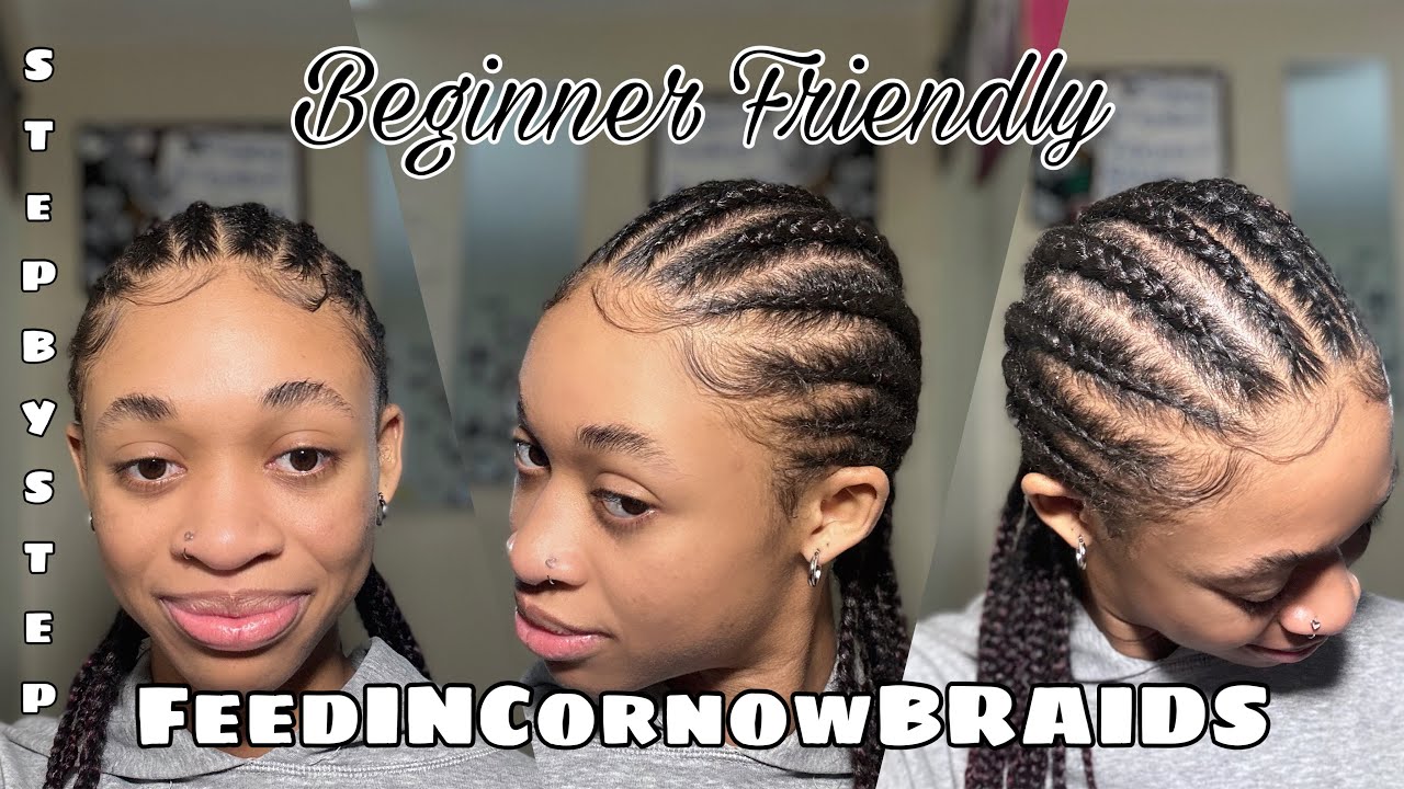 Beginner Friendly Feed In Cornrows Tutorial*Raw & uncut💈 - YouTube