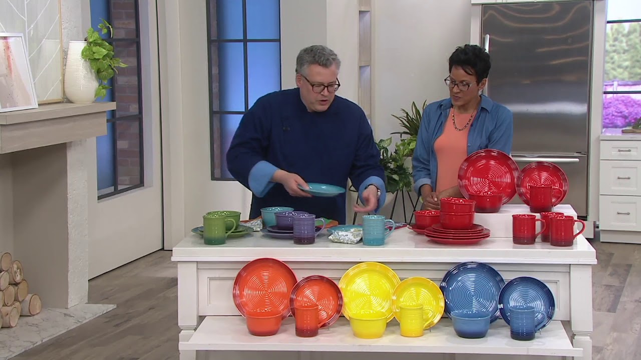 Cook's Essentials Gradient 16-Piece Dinnerware Set on QVC - YouTube