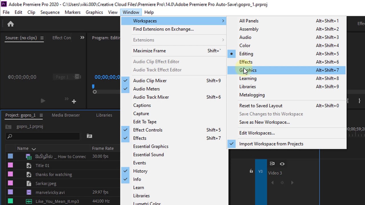 How to RESET Layout window on Adobe Premiere Pro? - YouTube