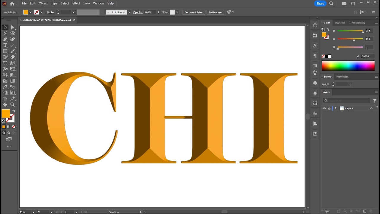 How to Create a 3D Text in Adobe Illustrator - YouTube