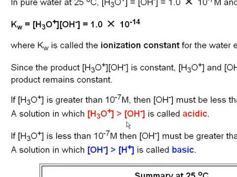 Kw and the Autoionization of Water - YouTube