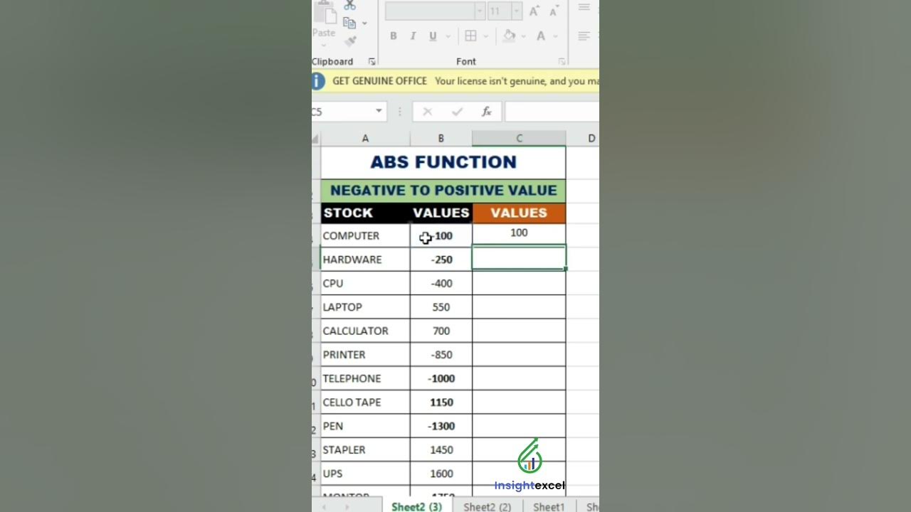 Use ABS FUNCTION to Change Negative Number into Positive Number or Vice ...