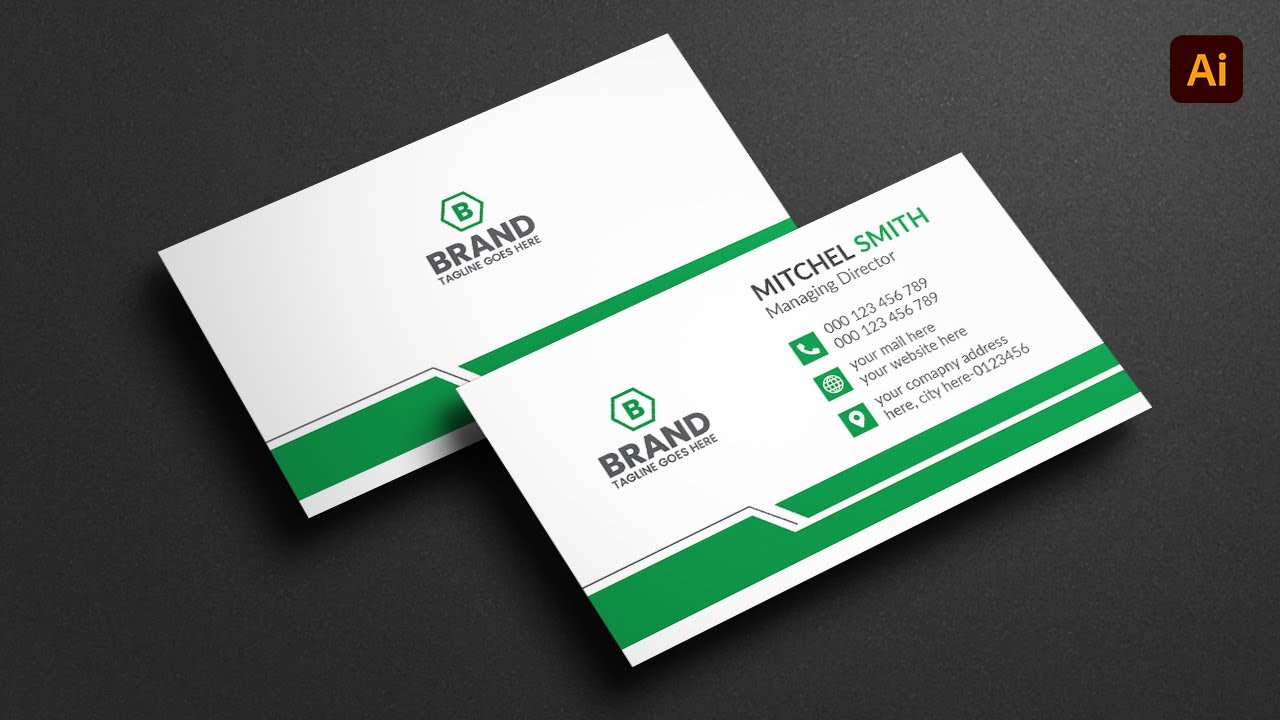 Business Card Design in Adobe Illustrator - YouTube