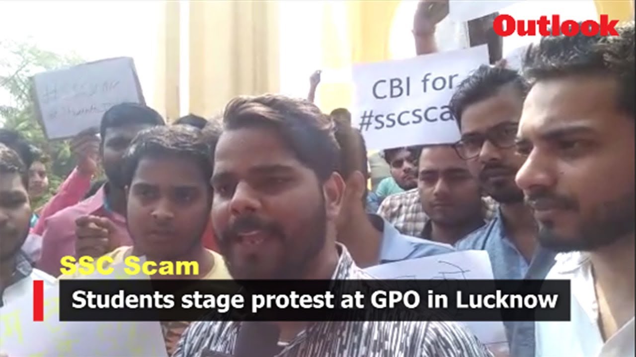 SSC Scams : Students stage protest at GPO in Lucknow - YouTube
