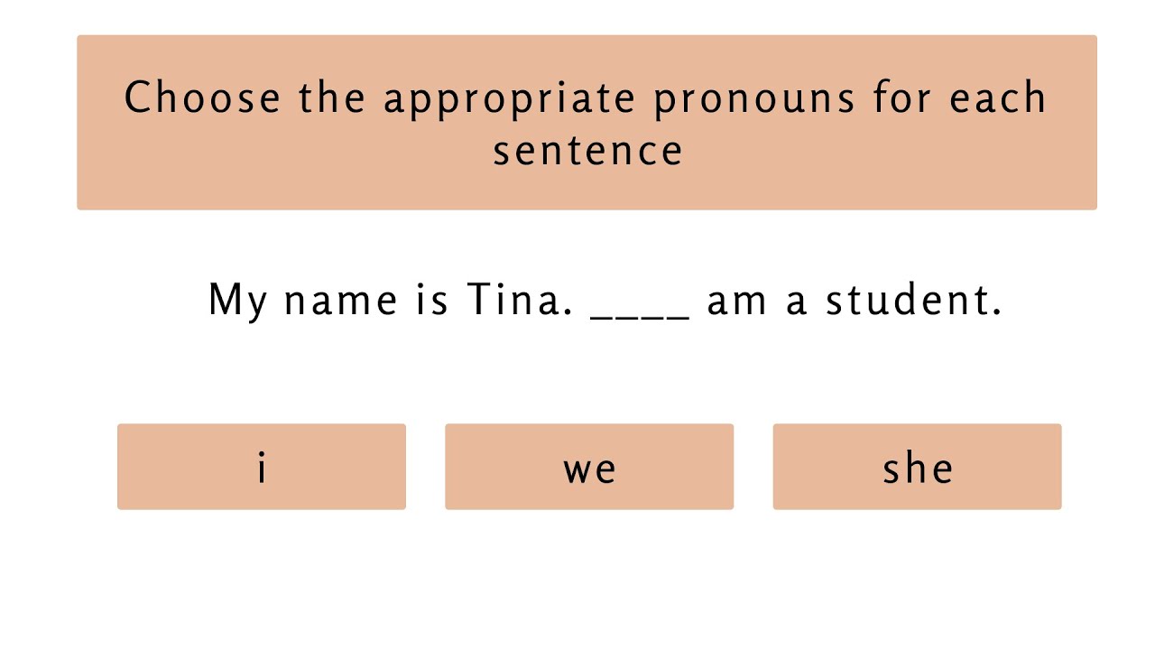 PRONOUNS - Basic English Grammar Quiz - Parts of Speech | choose ...