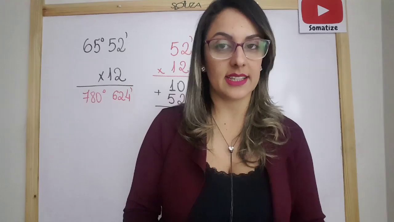 Multiplicação de ângulos - 65°52' vezes 12 - Professora Edna Mendes ...