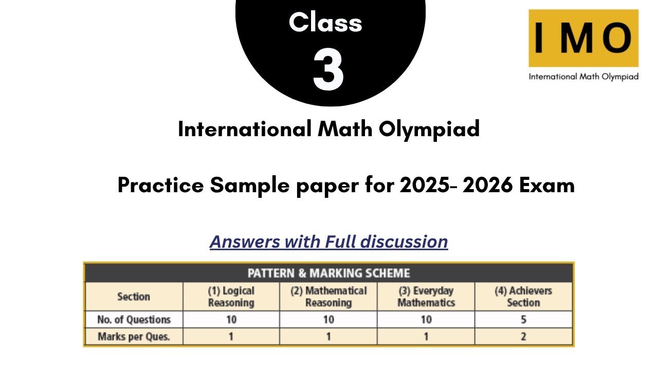 International Math Olympiad (IMO 2025-26) - Grade 3 Practice Paper ...