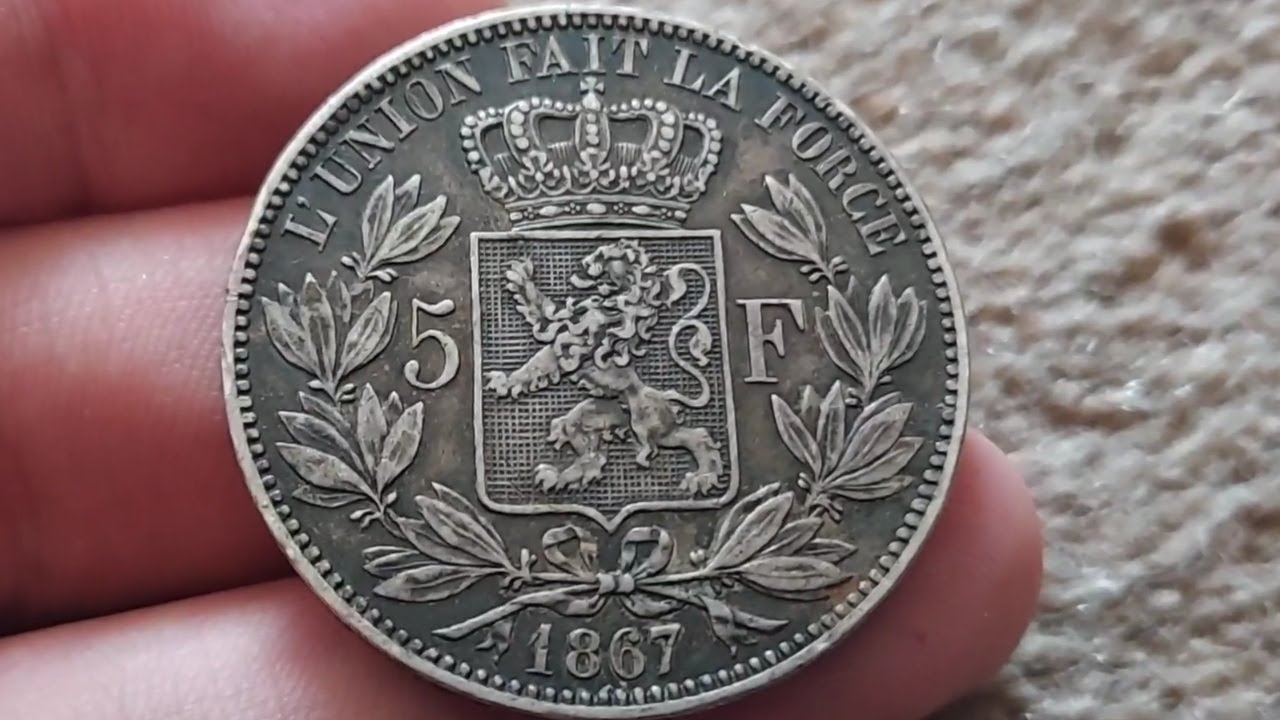 BELGIUM 1867 5F 5 Francs Coin VALUE + REVIEW King LEOPOLD II - YouTube