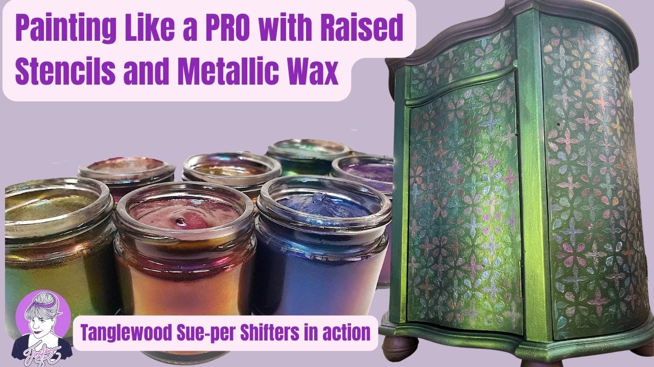 Painting Like a PRO with Raised Stencils and Metallic Wax - YouTube