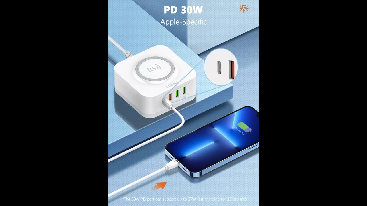 LDNIO AW004 Desk Charger With Wireless15W & PD30W & QC18W Fast Charging ...