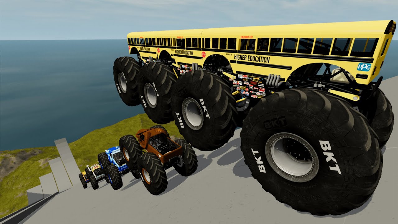 Epic High Speed Jumping Monster Truck Monster Jam Jump & Crashes Car In ...