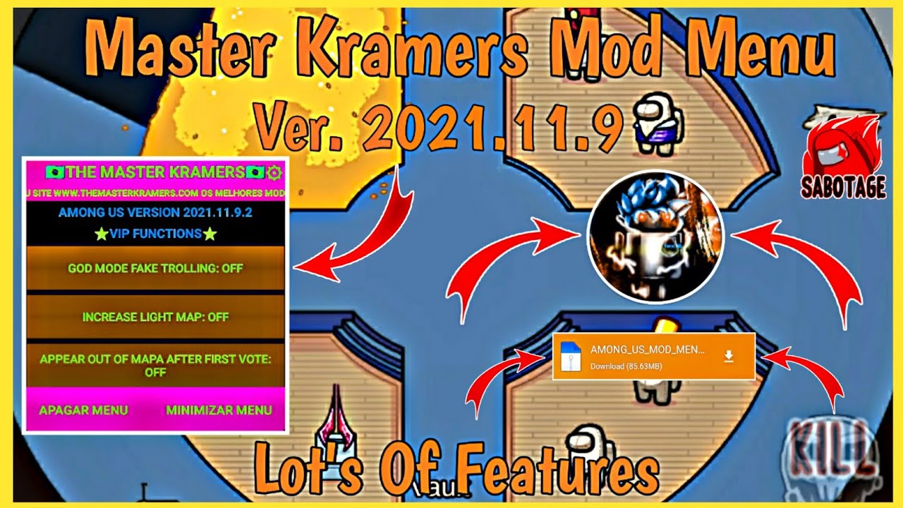 Among Us V 2021.11.9 Master Kramers Mod Menu Apk | Masskill | Teleport ...