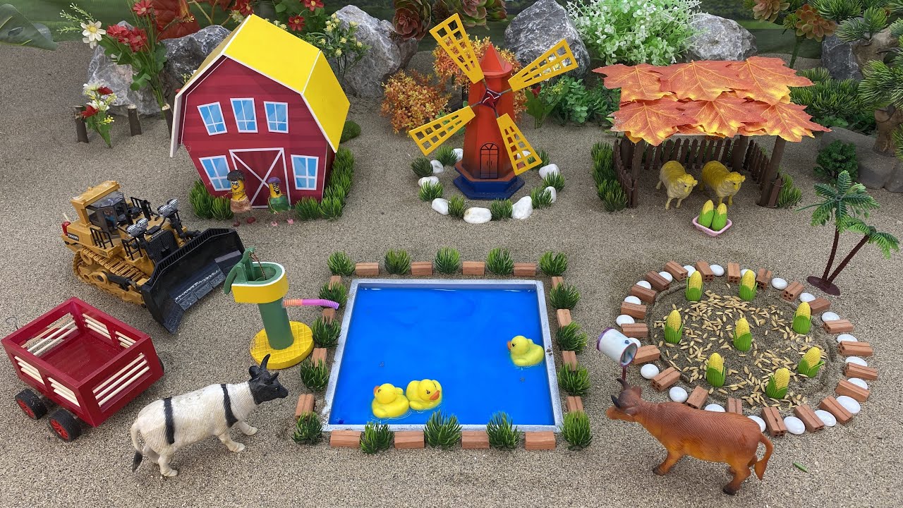 DIY MINI FARM DIORAMA WITH HOUSE & POOL & SHED - MINI FARM DIORAMA ...