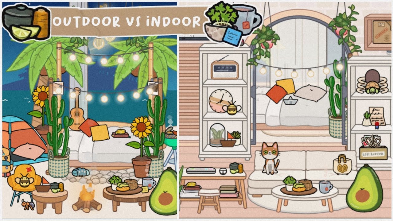 Toca Life World : NEW 2 INDOOR VS OUTDOOR AESTHETIC BEDROOM DESIGN ...