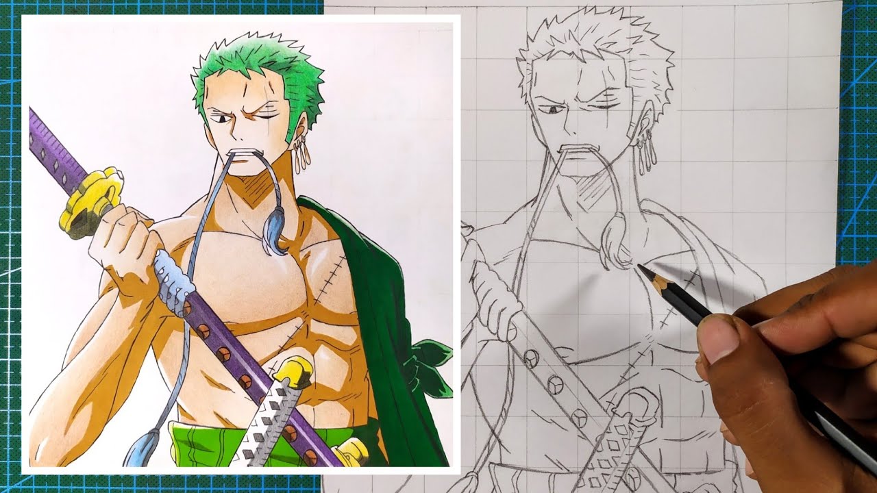 Cara Menggambar Roronoa Zoro [One Piece] | Drawing Zoro Step by Step ...