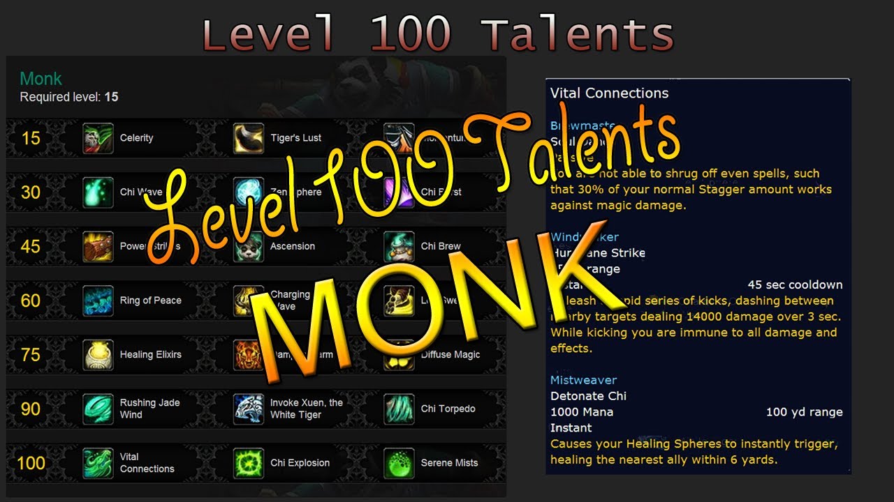 MONK Talents Level 100 - Blizzcon 2013 [WoW] - YouTube