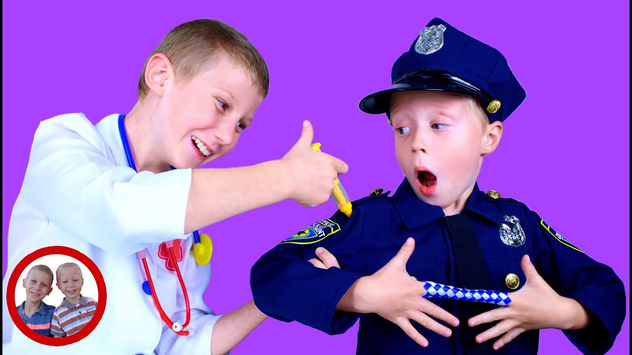 Doctor set toys | Handcuffed Officer| Mike and Jake pretend play ...