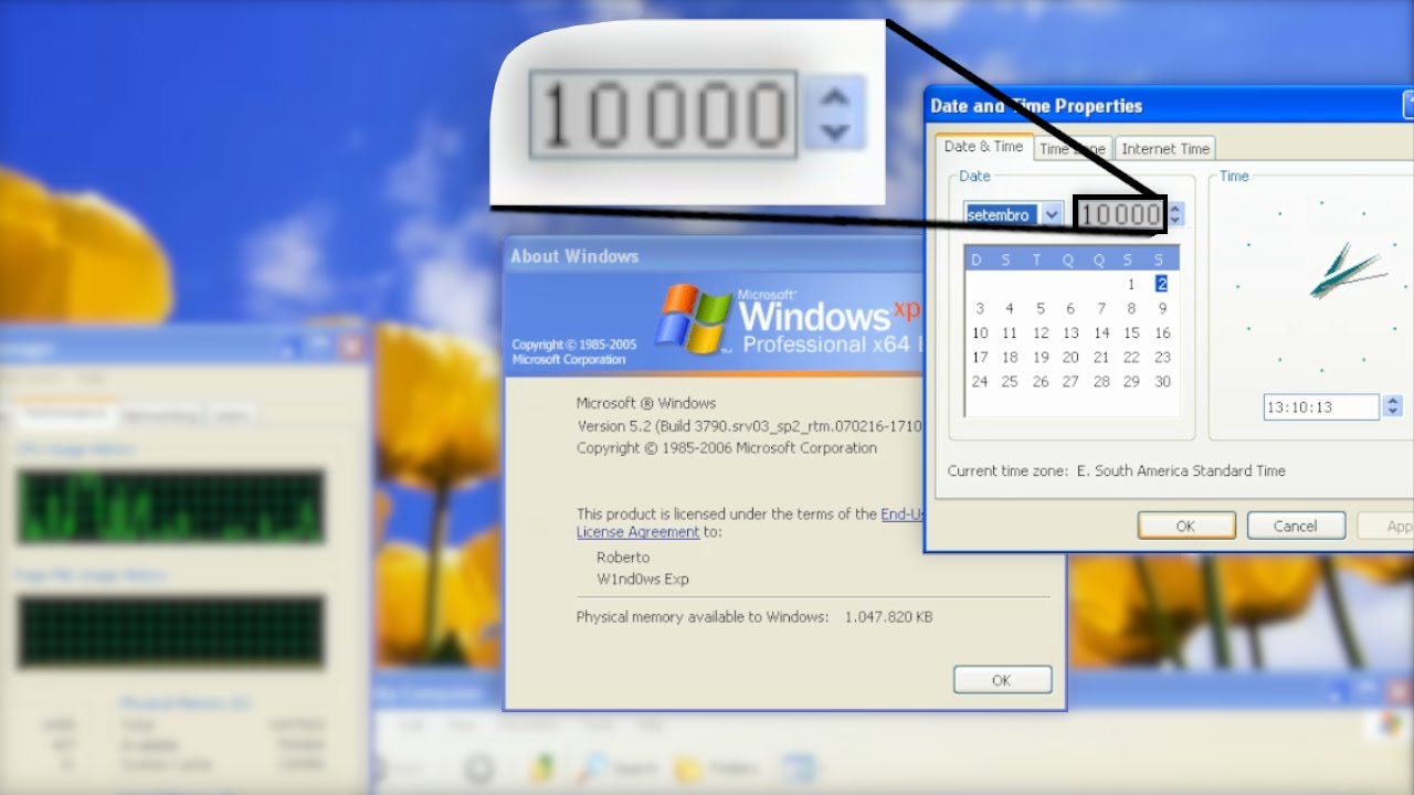 Windows XP in year 10000 - The new millenium bug - YouTube