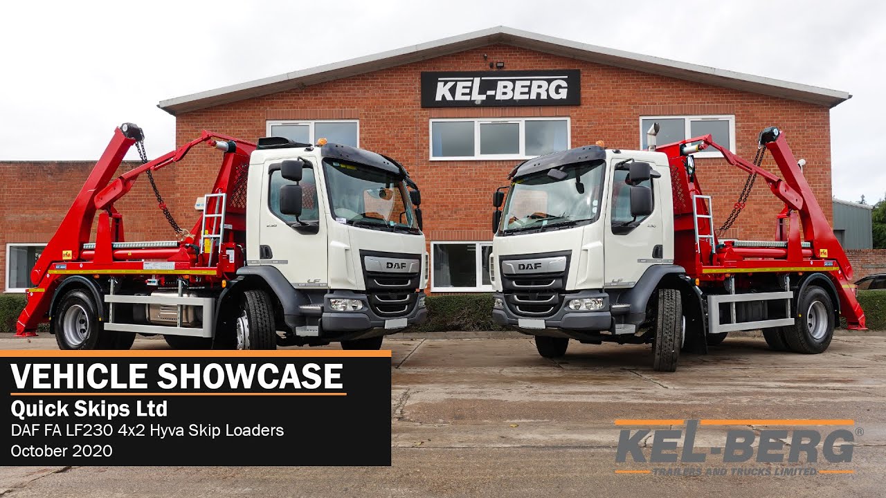 Vehicle Showcase - Quick Skips: DAF LF230 4x2 Hyva Skip Loader - YouTube