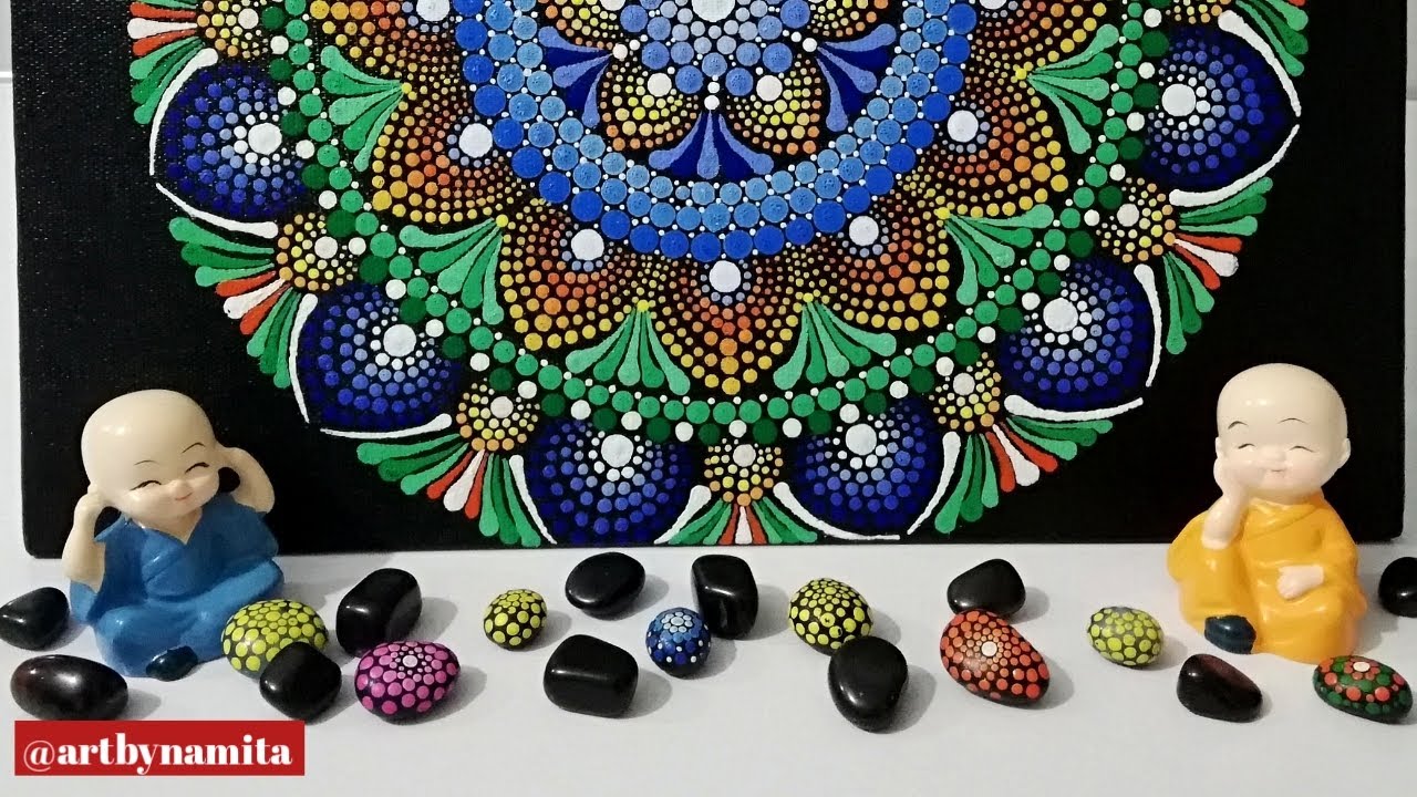 how to paint dot mandala on canvas / dot mandala art - YouTube
